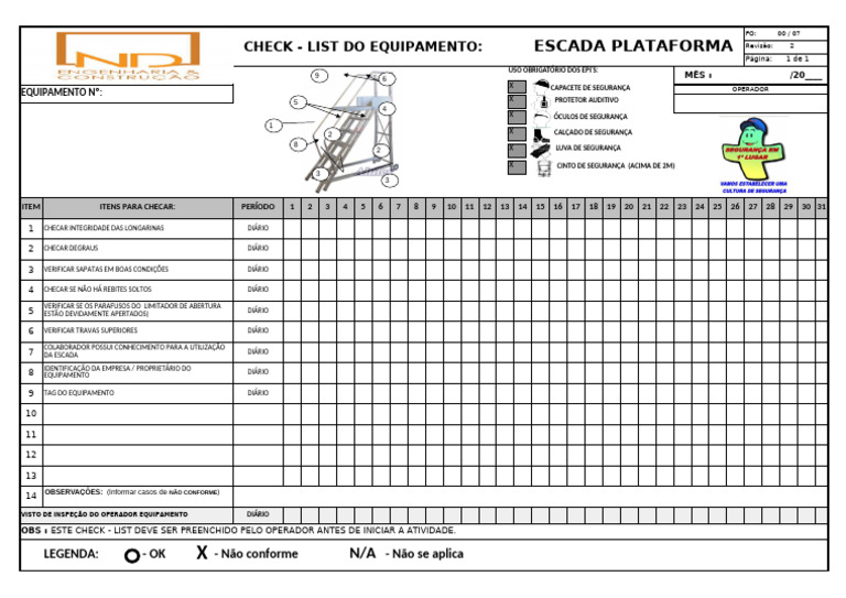 Cópia de Fo 00-07 - Check List Escada Plataforma | PDF