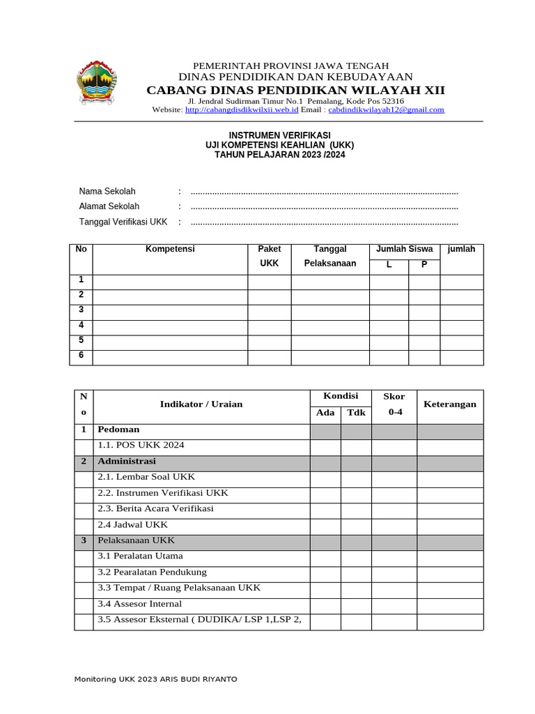 iNSTRUMEN VERIFIKASI UKK | PDF