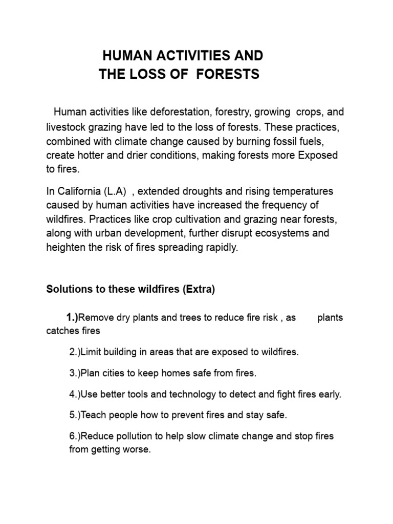 Human Impact on Forest Loss and Fires | PDF