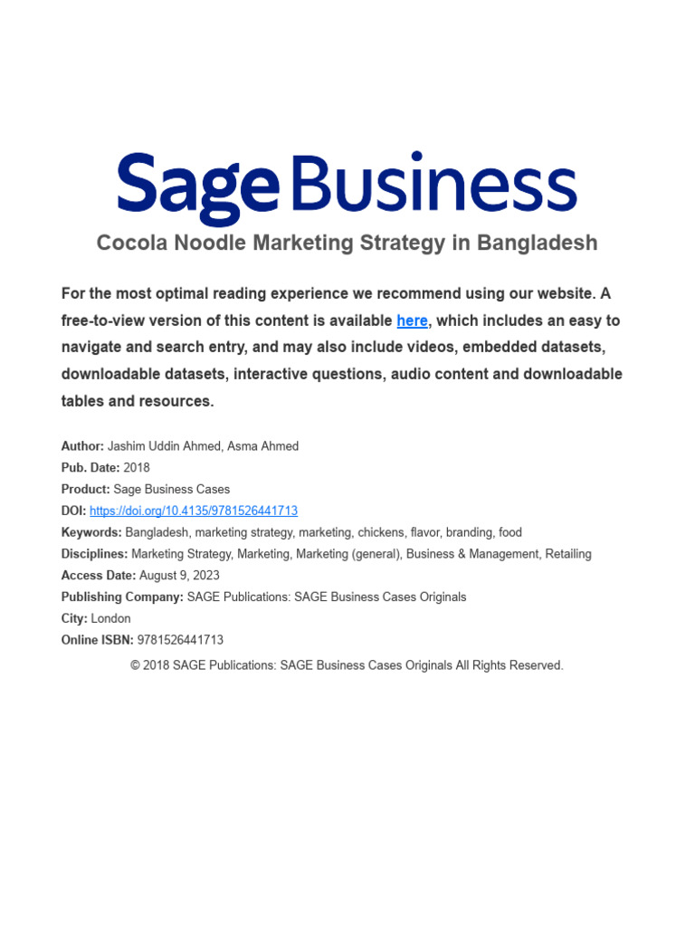 Cocola-Noodle-Marketing-Strategy-In-Bangladesh UNIT 01.1 | PDF | Retail ...