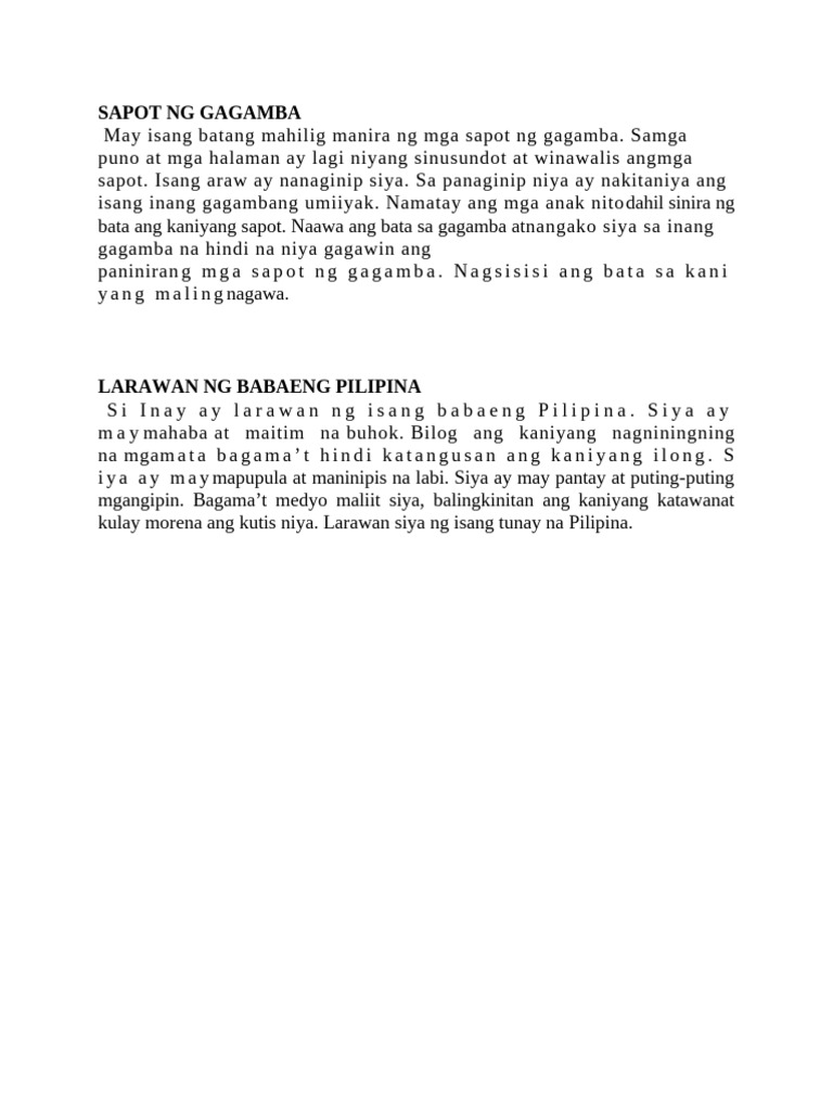 Kuwento Tahirawan | PDF