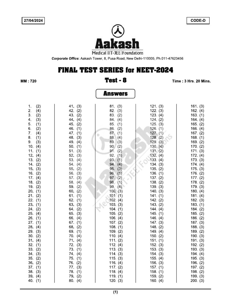 FTS-08(D)(P2)_27-04-2024_Sol (1) | PDF