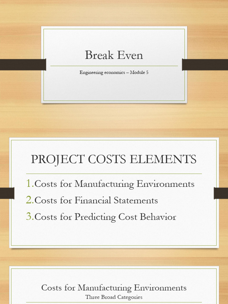 05 Module 05 - Break Even Point | PDF | Expense | Business Economics