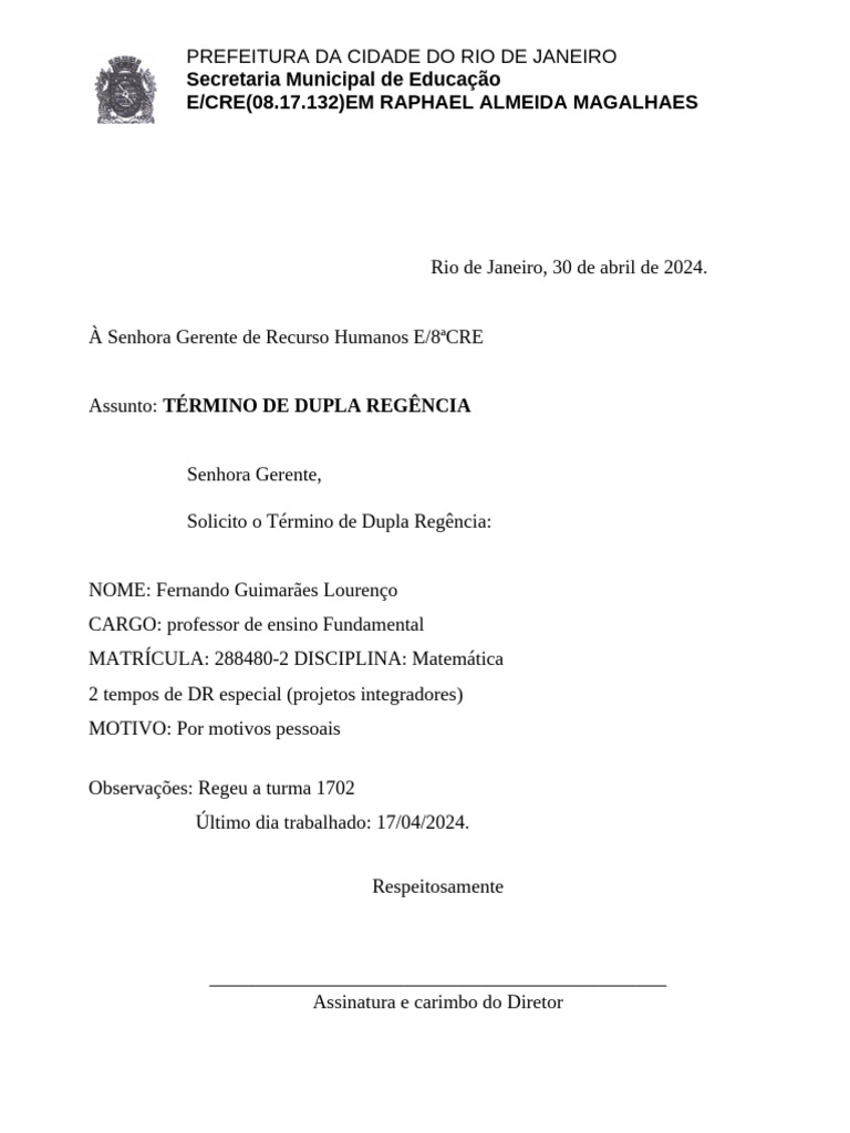 Memorando de Término DR 2024 | PDF