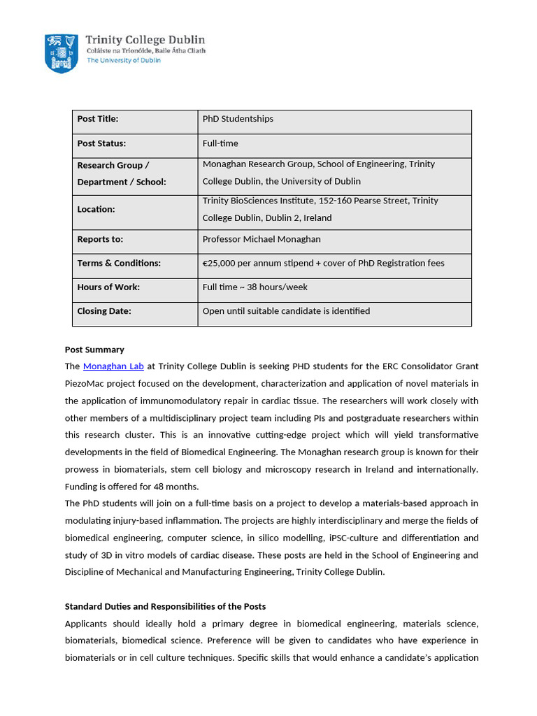 PhD+advertisement | PDF | Biomedical Engineering | Engineering