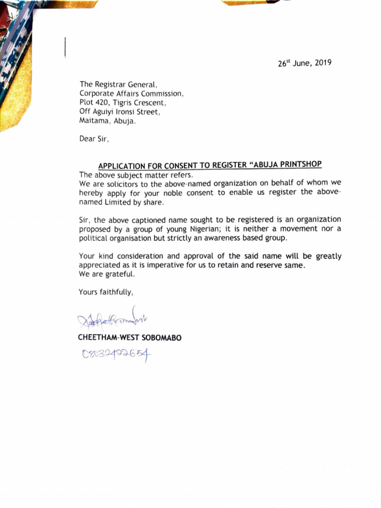 letter for RG consent aps | PDF