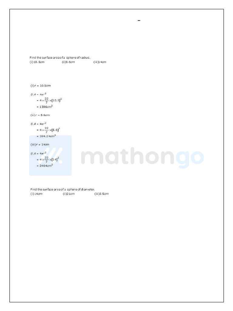 RD Bharma Class 9 Chapter 21 Surface Areas and Volume of A Sphere | PDF | Euclidean Geometry ...