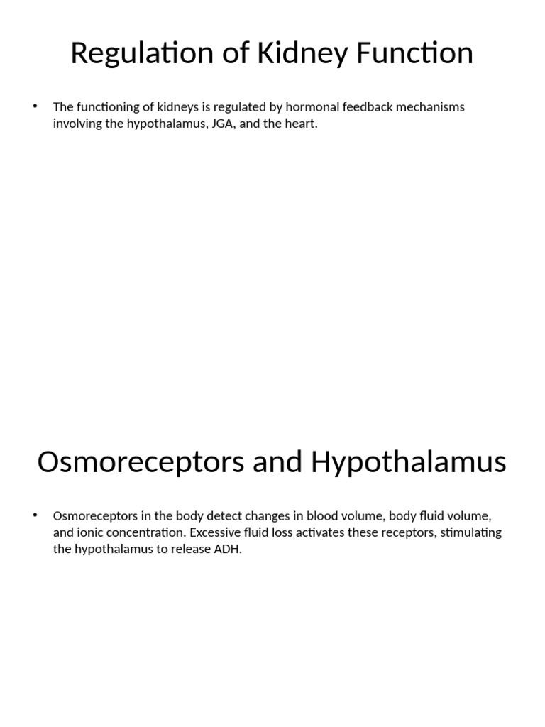 Enhanced Regulation of Kidney Function | PDF