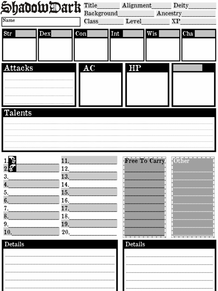 Jader7777 Shadowdark CharSheet (1) 1 | PDF