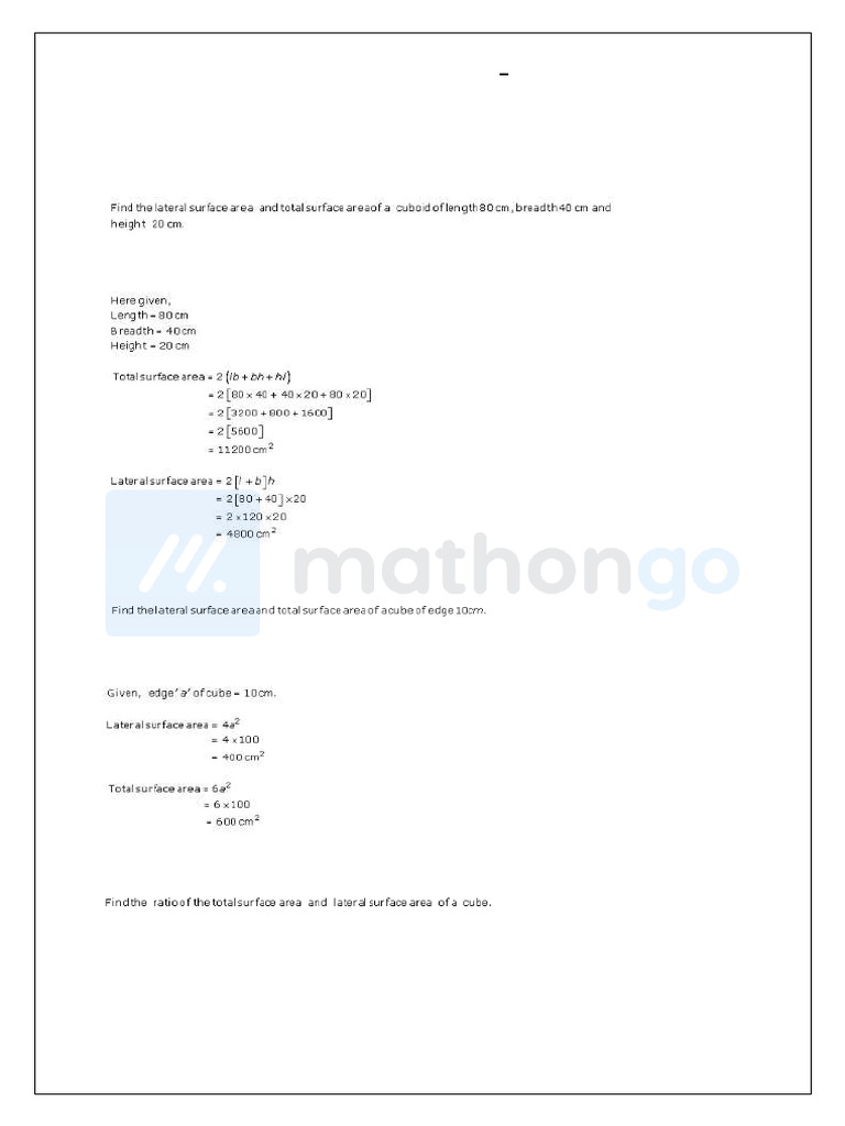 RD Sharma Class 9 Chapter 18 Surface Areas and Volume of A Cuboid and Cube | PDF | Polytopes ...