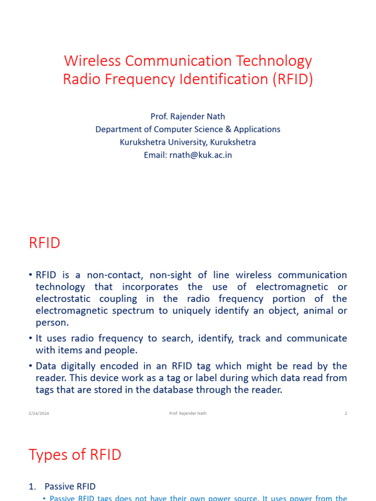 RN Lecture 15 RFID IoT | PDF | Radio Frequency Identification | Radio