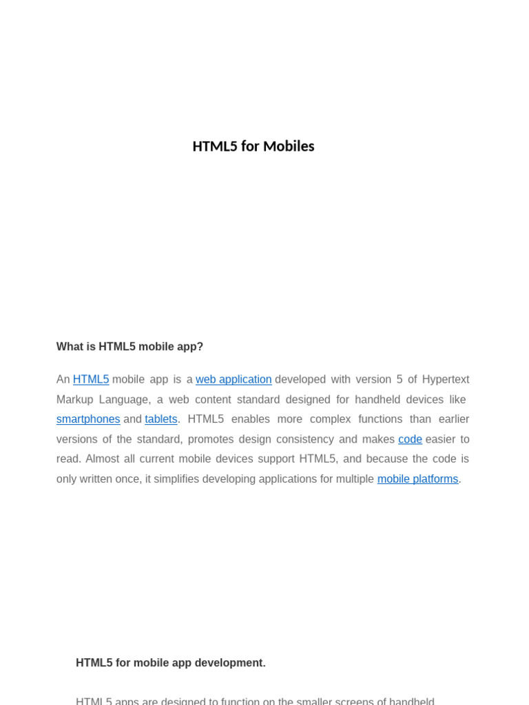 HTML5 Mobile App Development Guide | PDF | Mobile App | Html5