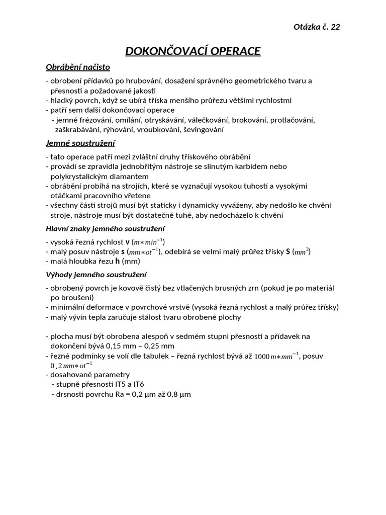 Dokončovací Operace | PDF