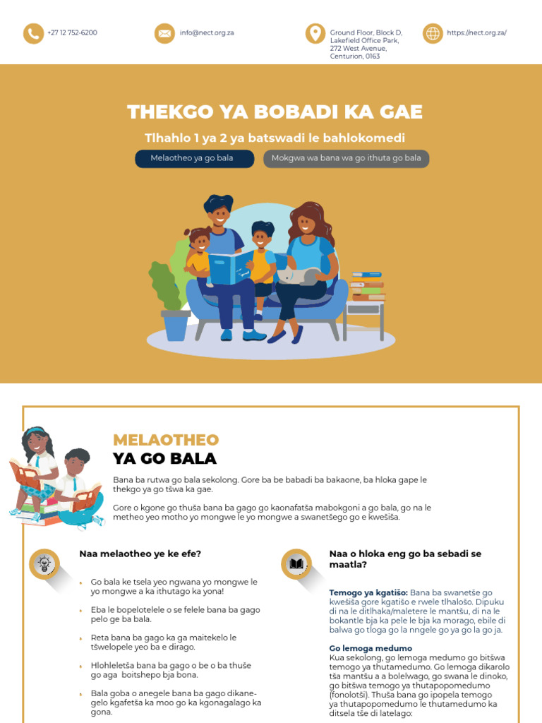 PARENT GUIDELINE How Children Learn To Read (Sepedi) | PDF