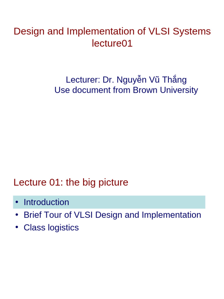 lecture01_introduction | PDF | Integrated Circuit | Very Large Scale Integration