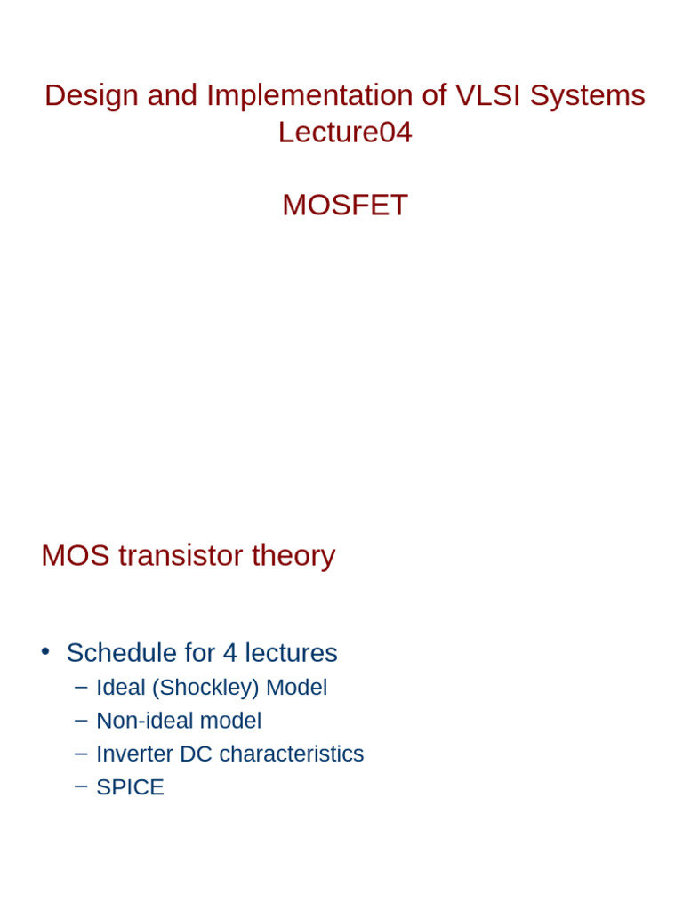 Lecture04 MOS | PDF | Field Effect Transistor | Mosfet