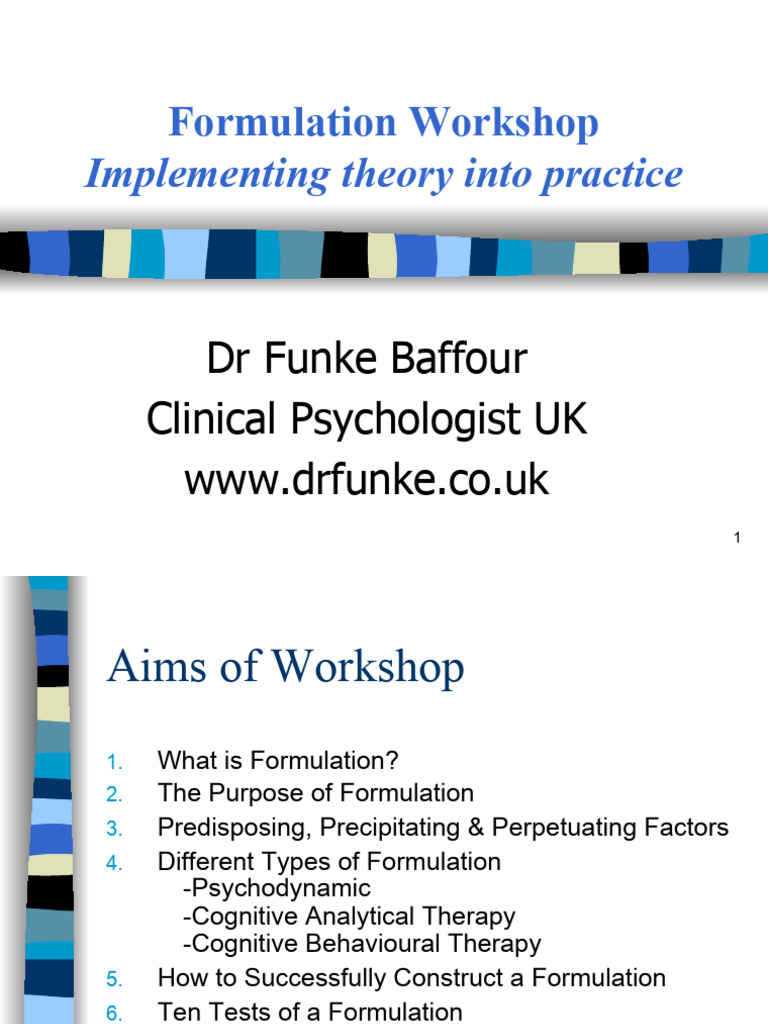 Psychotherapy Formulation | PDF | Psychotherapy | Cognitive Behavioral ...