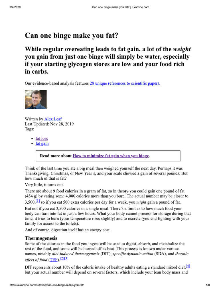 Can One Binge Make You Fat | PDF