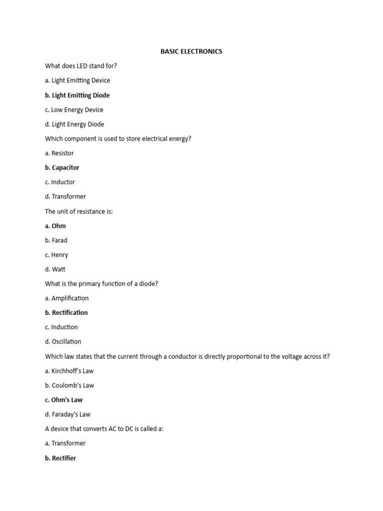 Basic Electronics Reviewer | PDF | Electrical Network | Electrical ...