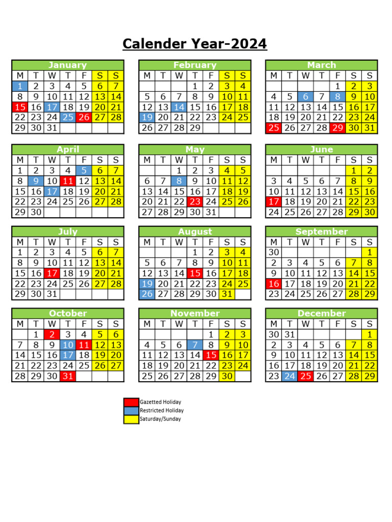 Holiday_list_2024 | PDF | Observances
