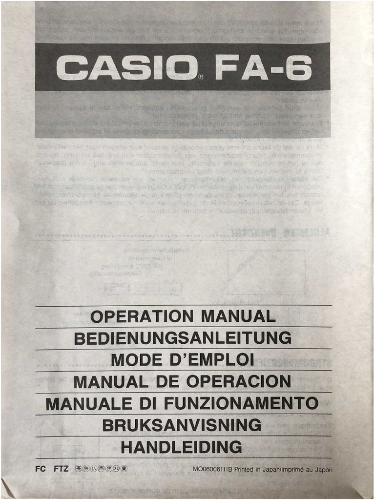 Casio FA-6 Operation Manual-1 | PDF
