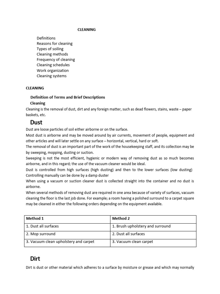 Cleaning Pdf Housekeeping Vacuum Cleaner