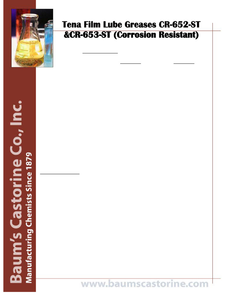 Tena Film Lube Greases CR-652-ST &CR-653-ST (Corrosion Resistant) &CR ...