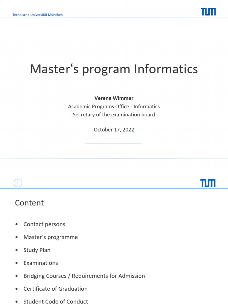 TUM Informatics Master's Program Guide | PDF | Thesis | Master's Degree