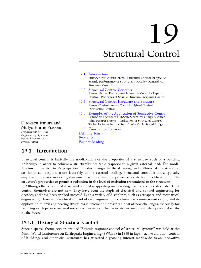 19 Structural Control | PDF | Damping | Earthquake Engineering
