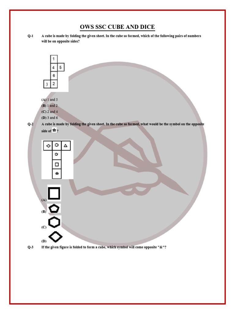 Cube and Dice Problem Set | PDF | Dice