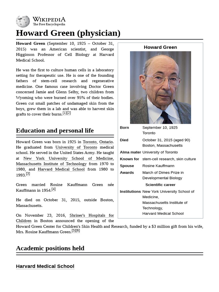 Howard_Green_(physician) | PDF | Biology