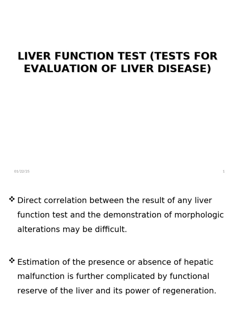 LIVER FUNCTION TEST (TESTS FOR EVALUATION OF | PDF | Liver | Medical ...