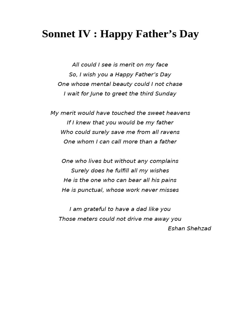 Sonnet IV (Happy Father's Day) | PDF