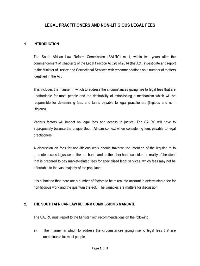 Non-Litigious Legal Fees Guidelines | PDF | Cost Of Living | Lawyer