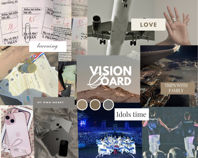 Neutral Aesthetic Vision Board Lifestyle Photo Collage | PDF