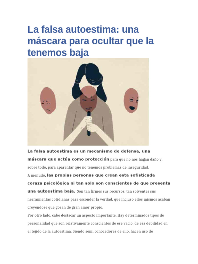 Falsa autoestima: máscaras y realidades | PDF | Autoestima | Narcisismo