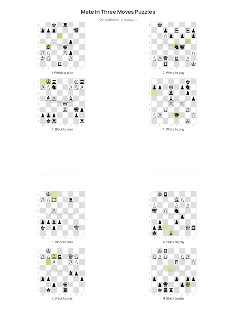 Mate in Three Moves Chess Puzzles - Normal Difficulty - ChessGo - in ...