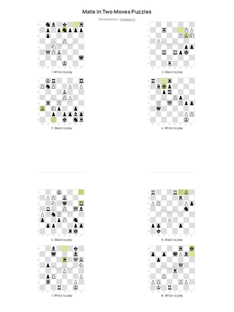 Mate In Two Moves Chess Puzzles _ Harder Difficulty _ ChessGo.In | PDF ...