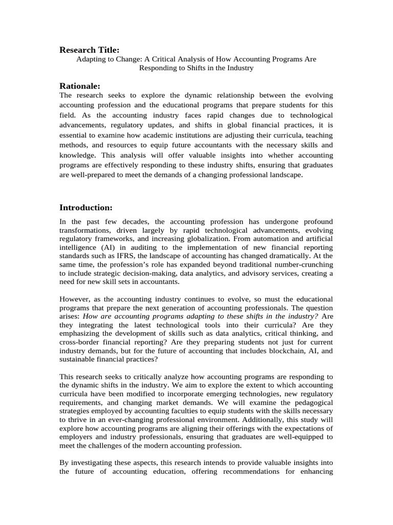 Reserch Title1 Defense Outline | PDF | Accounting | Curriculum