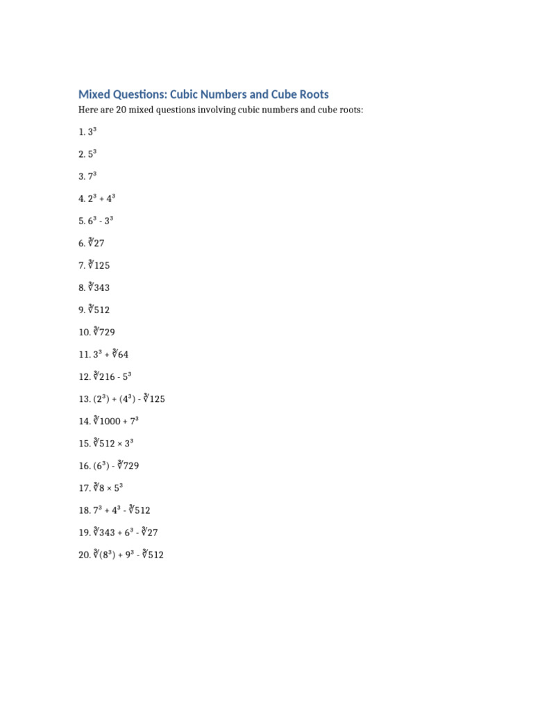 Cubic Numbers and Cube Roots | PDF