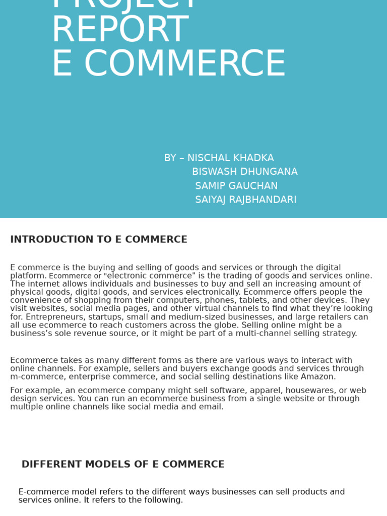 Project Report e Commerce | PDF | E Commerce | Online Shopping