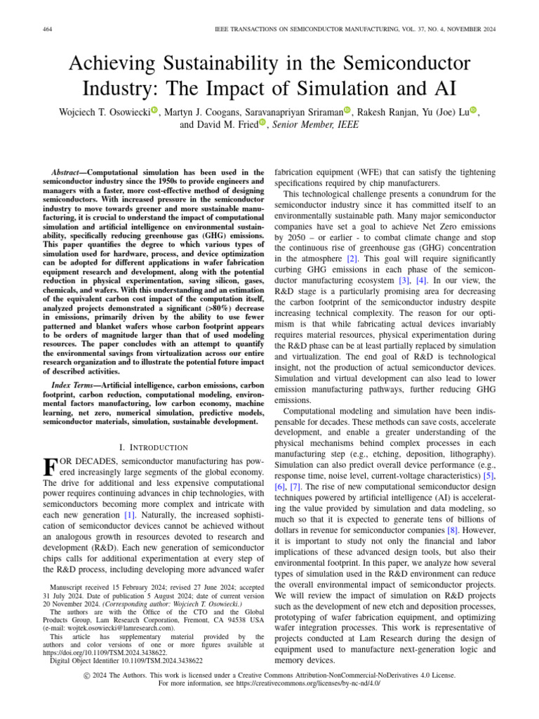 Sustainable Semiconductor Manufacturing with AI | PDF | Semiconductor ...