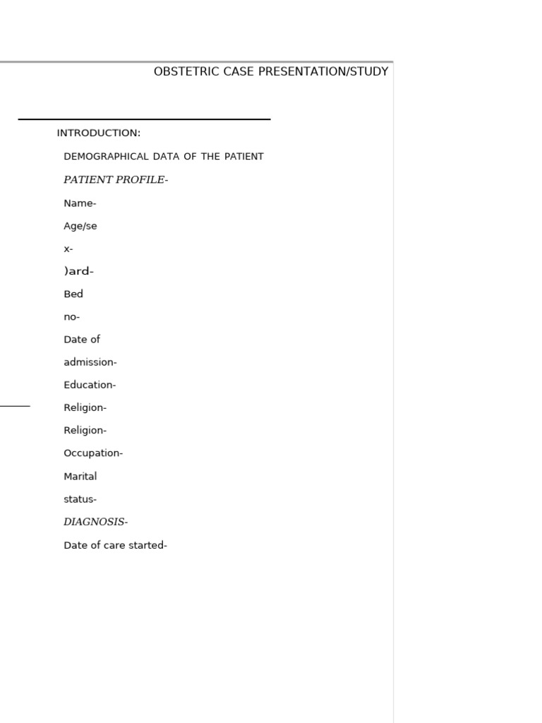 Case Study & Presentation Format For GNM | PDF