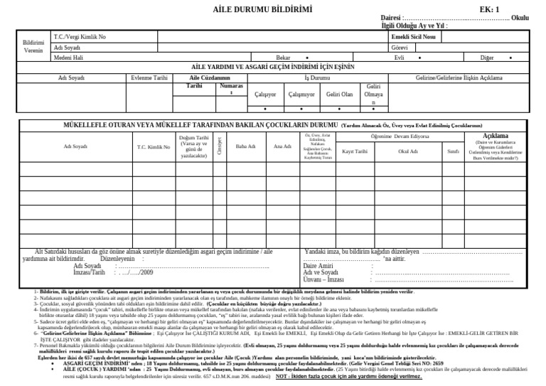 Aile Durum Bildirimi | PDF