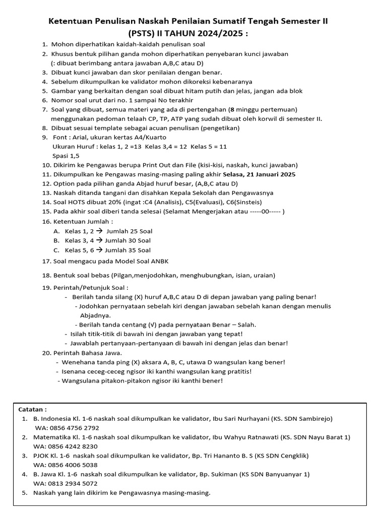 Pedoman Penulisan PSTS Sem 2 TH 20242025 | PDF