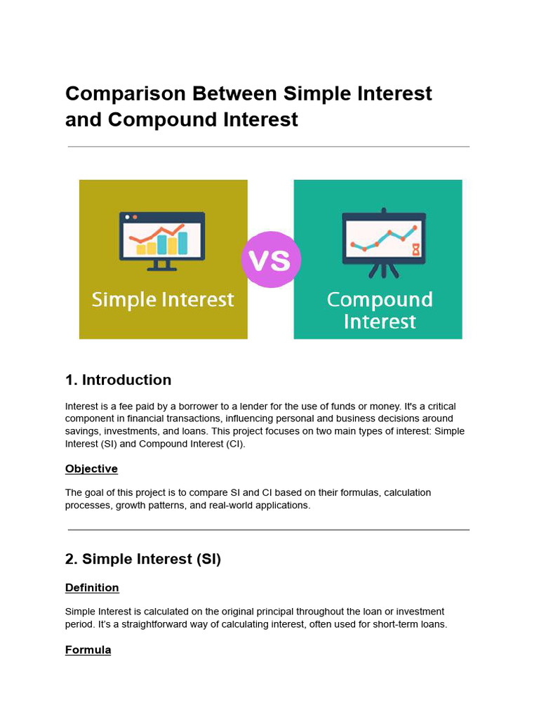 Comparison Between Simple Interest and Compound Interest | PDF ...