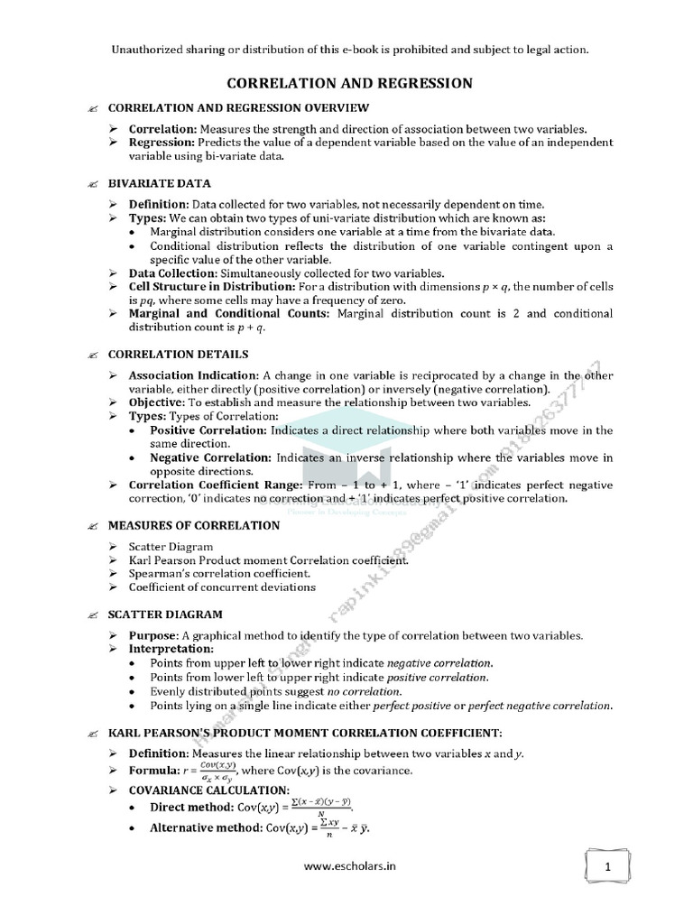 Correlation and Regression Concepts | PDF