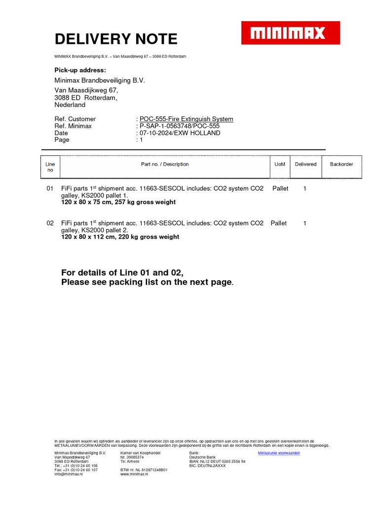 Delivery Note P-SAP-1-056374, POC-555 | PDF