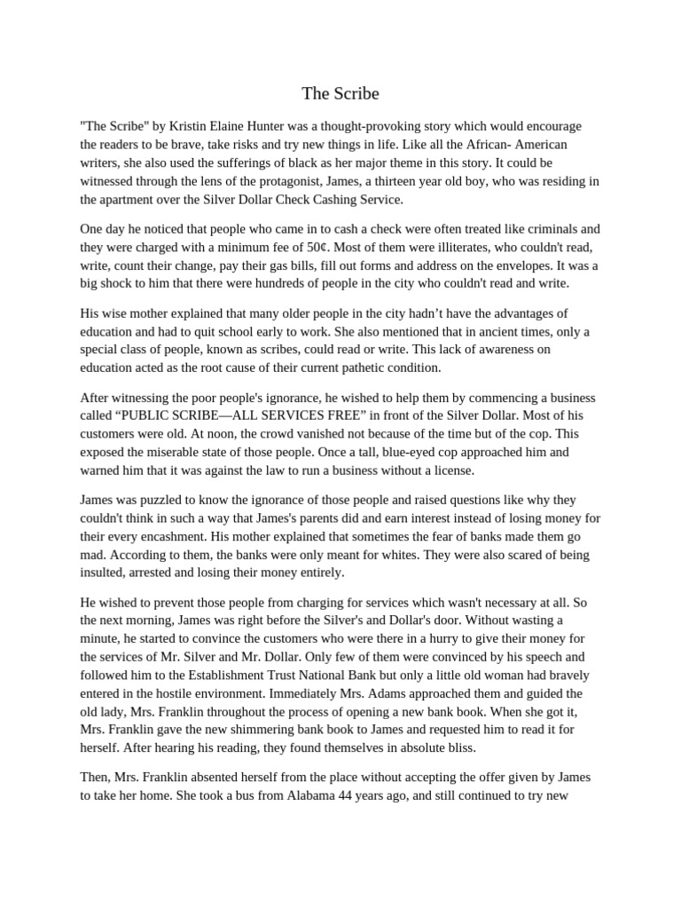 Lessons from "The Scribe" by Hunter | PDF