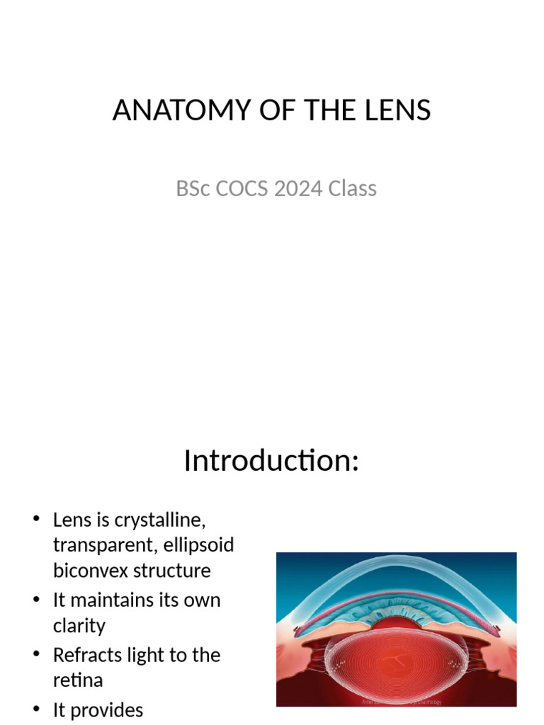 Lens Anatomy and Function Overview | PDF | Cataract | Anatomy